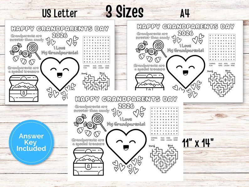 Grandparents Day 2026 Printable Coloring Page, Activity Sheet ...