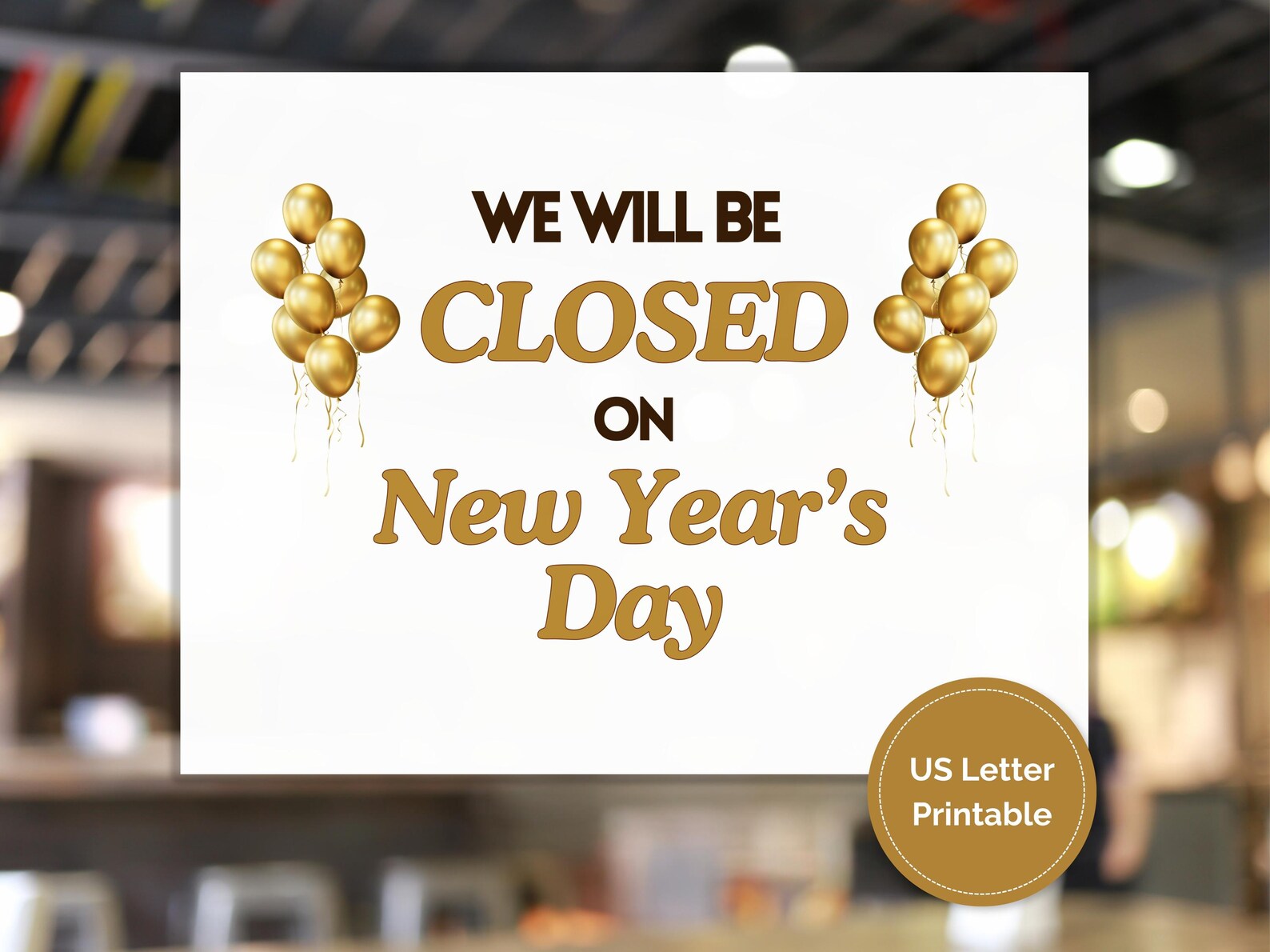 Closed for New Year's Printable Sign, Closed New Year's Day Sign, Store ...
