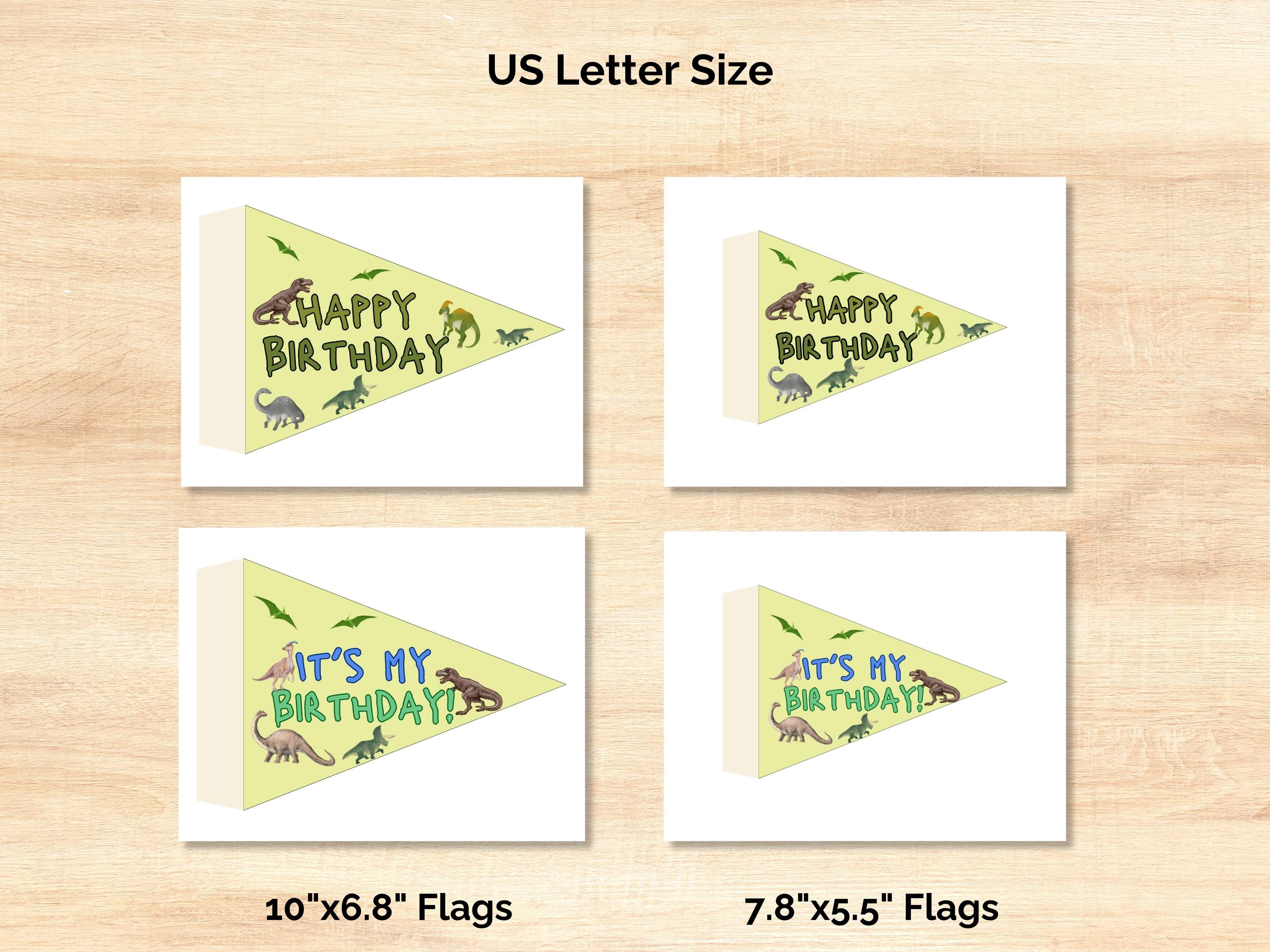 Happy Birthday Pennant Flag, Dinosaur Pennant Flag, Party Pennant, Its ...