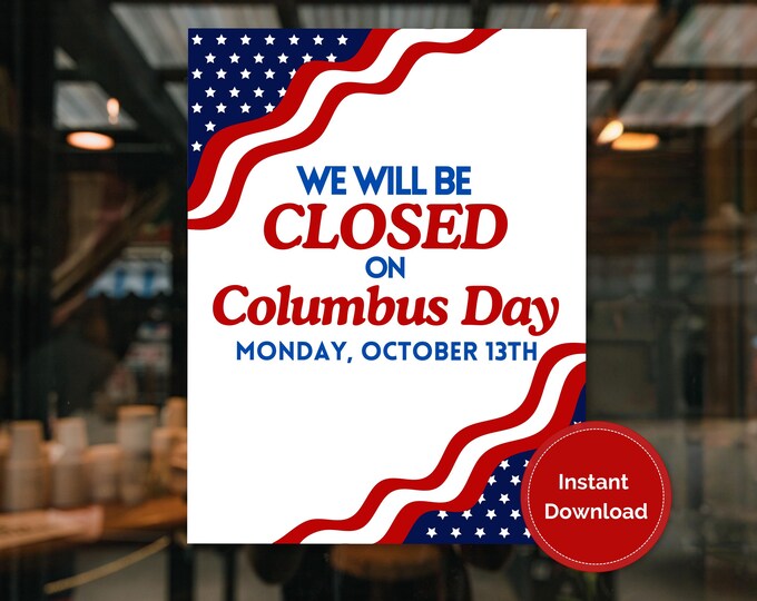 Columbus Day Closed Sign for Home Daycare & Childcare Centers - Etsy Canada