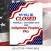 Closed for Indigenous Peoples' Day Printable Sign, Indigenous Peoples ...