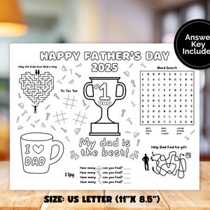 Father's Day 2025 Printable Coloring Page & Activity Sheet, Father's ...