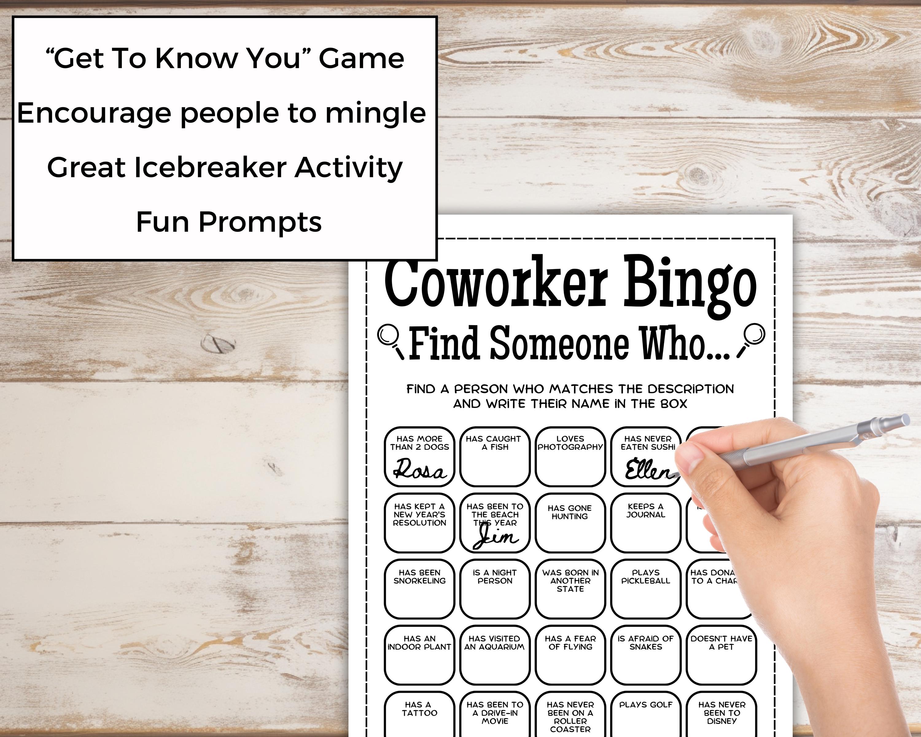 Office Bingo Printable Game, Human Bingo, Icebreaker Bingo, Coworker ...