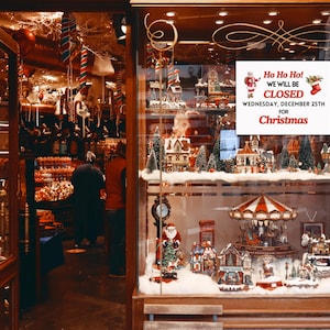 Closed for Christmas Printable Sign, Closed Christmas Day Sign, Store ...