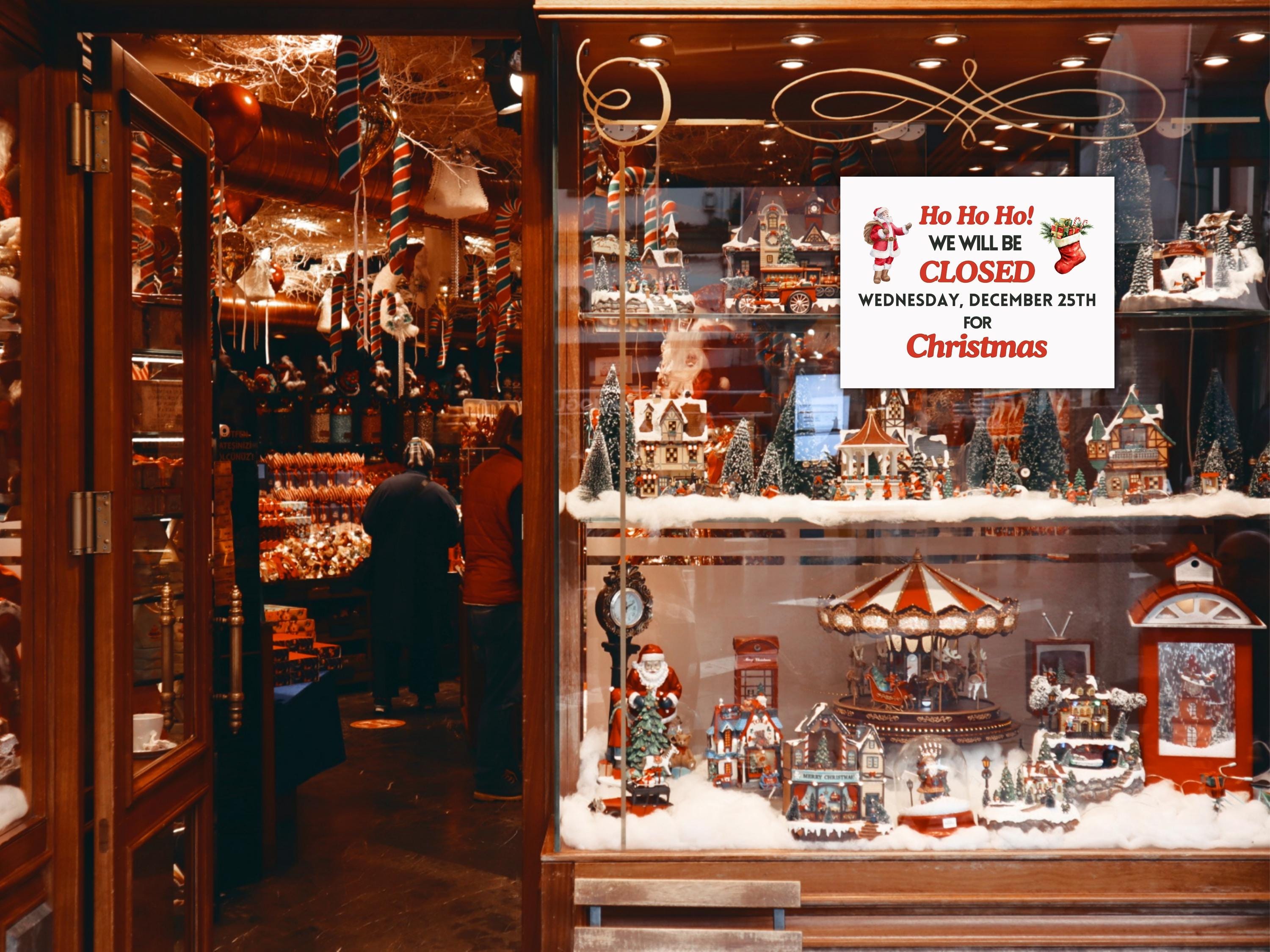 Closed for Christmas Printable Sign, Closed Christmas Day Sign, Store ...