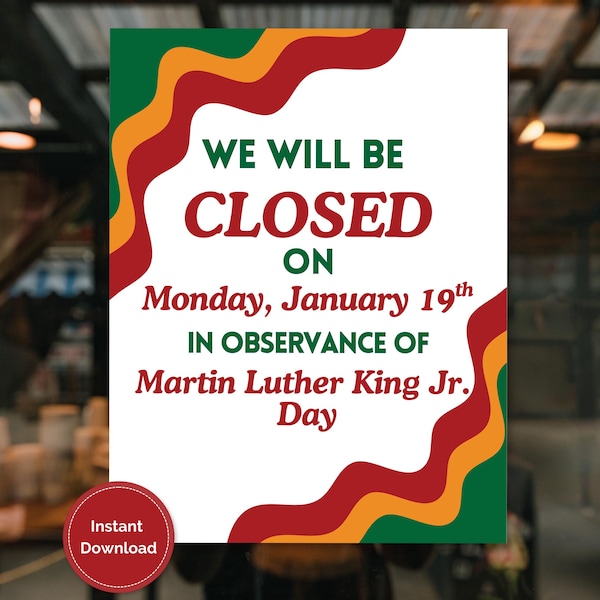 Mlk Closed Sign - Etsy