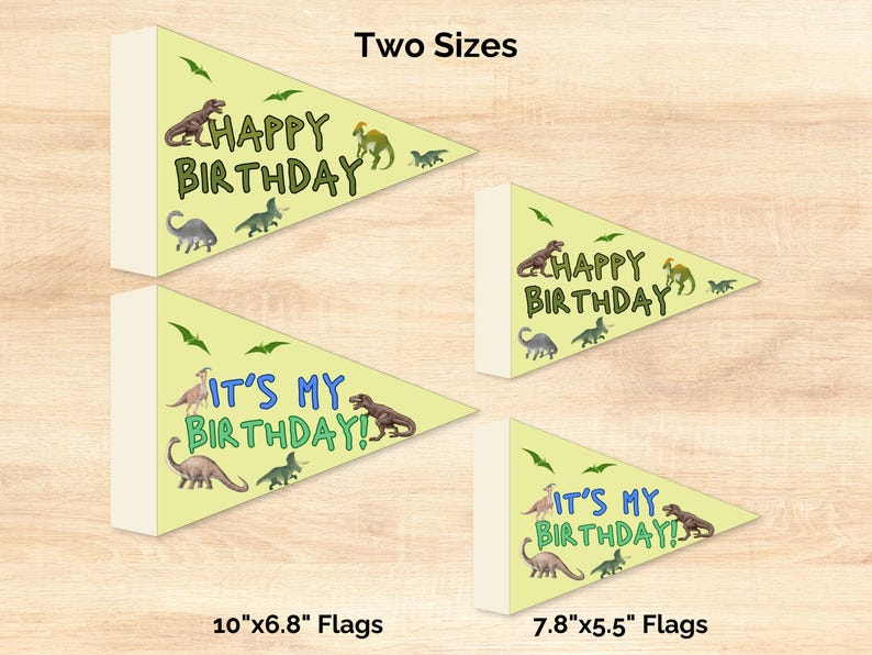 Happy Birthday Pennant Flag, Dinosaur Pennant Flag, Party Pennant, Its ...