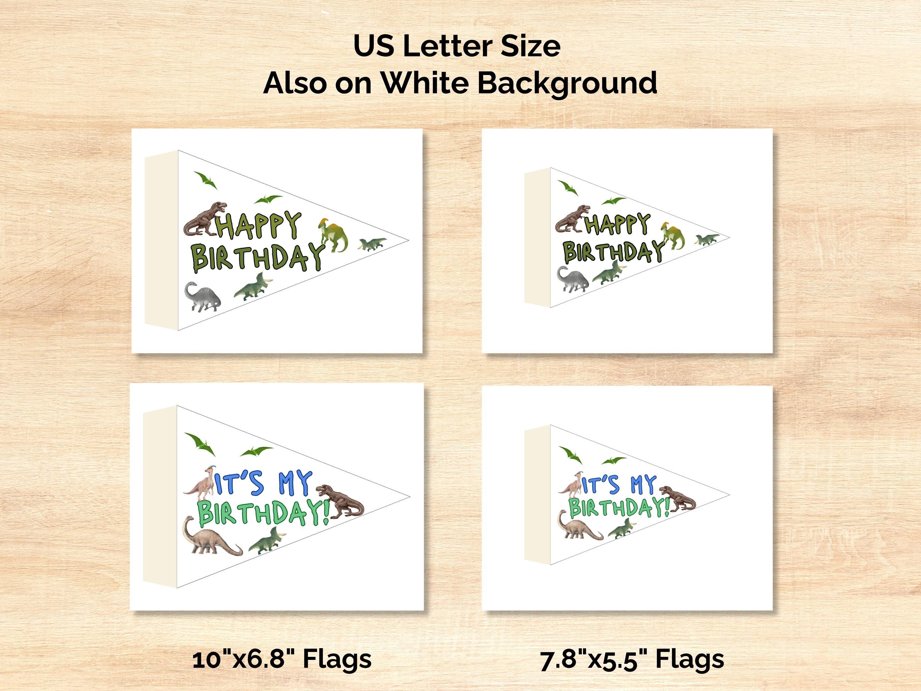 Happy Birthday Pennant Flag, Dinosaur Pennant Flag, Party Pennant, Its ...