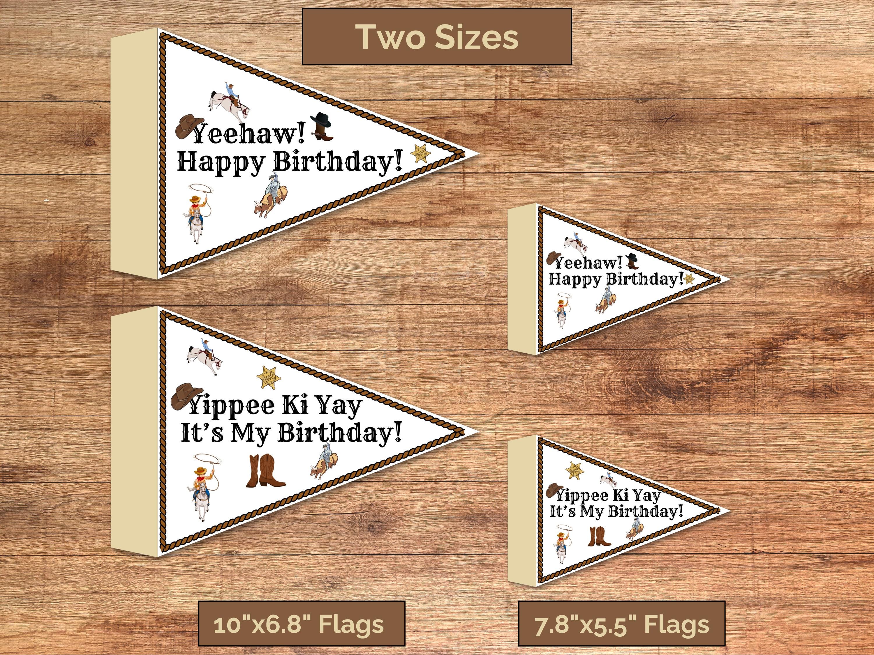 Happy Birthday Pennant Flag, Cowboy Pennant Flag, Party Pennant, Its My ...