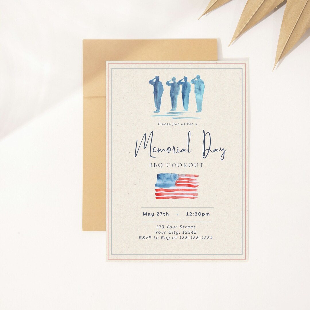 Editable Memorial Day Party Invitation, Customizable, Instant Download ...