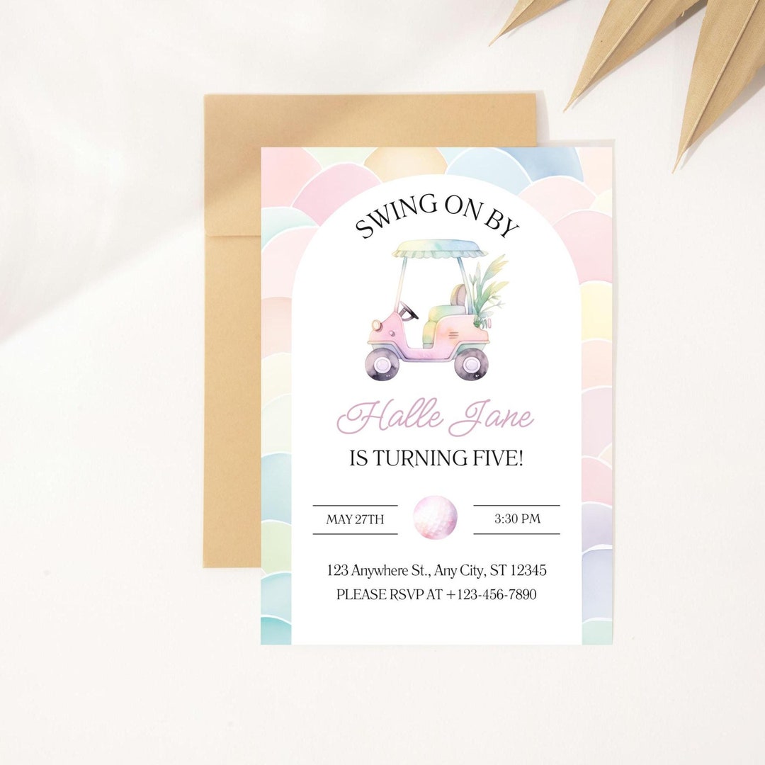 Editable Girl Golf Birthday Invitation, Customizable, Instant Download ...