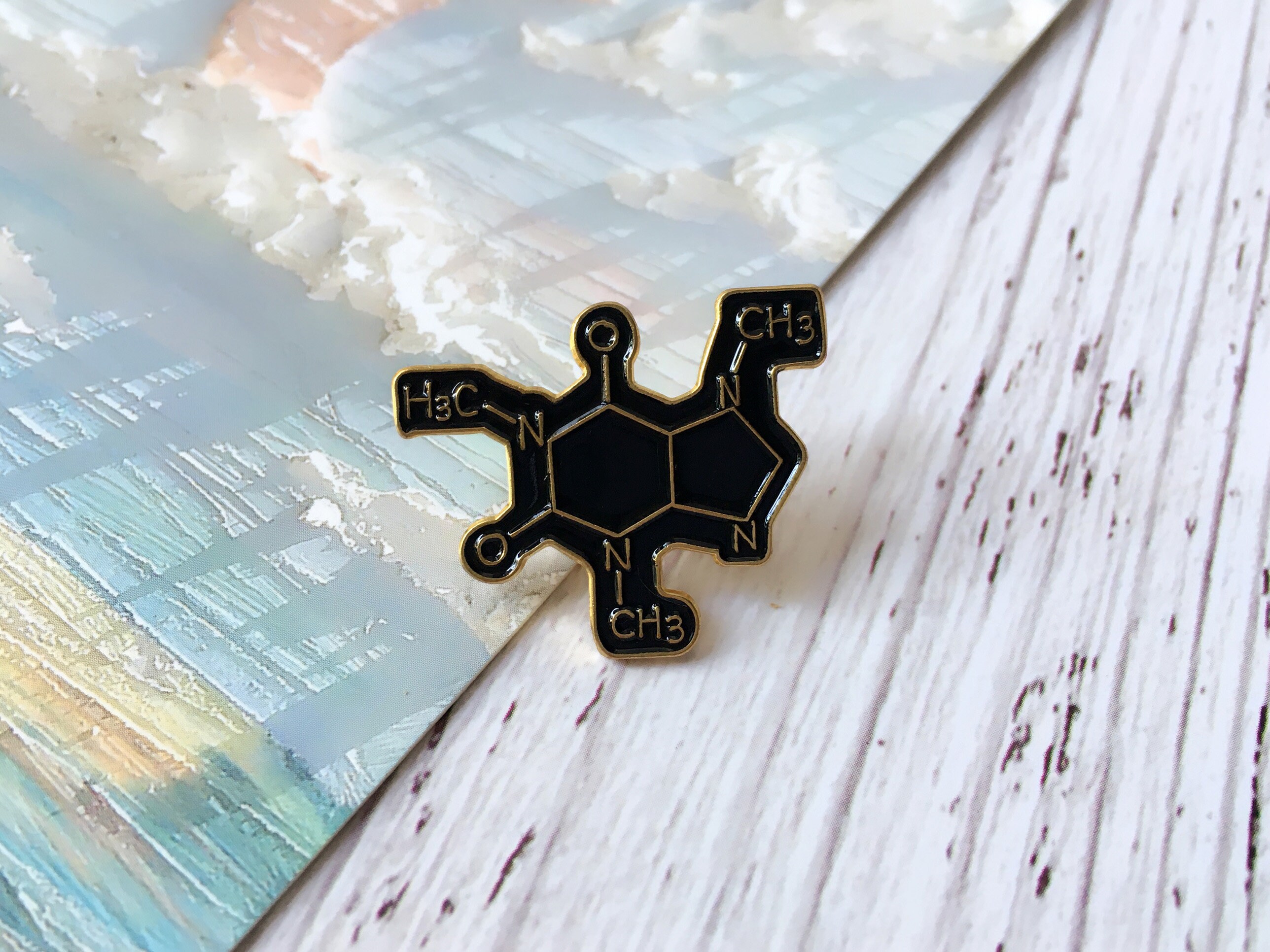 Caffeine Dopamine Science Enamel Pin, STEM Badge Pin, Lapel Pin, Collar ...