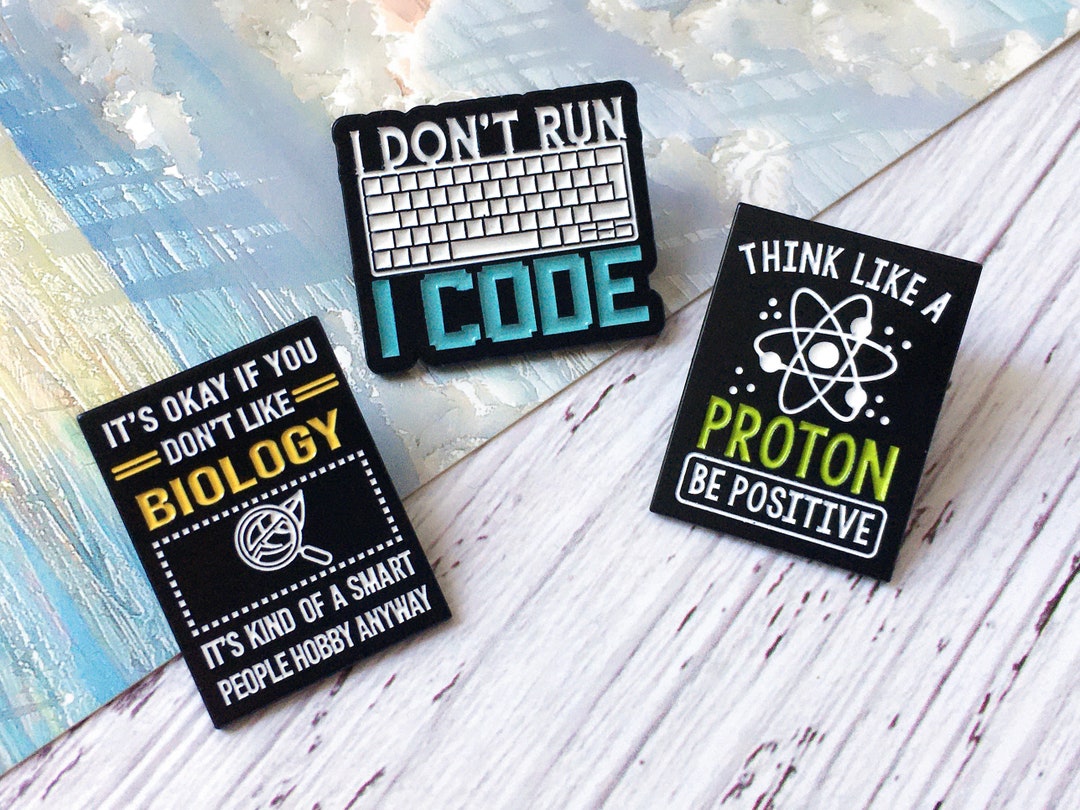 Biology Computer Science Enamel Pin, STEM Badge Pin, Lapel Pin, Collar ...