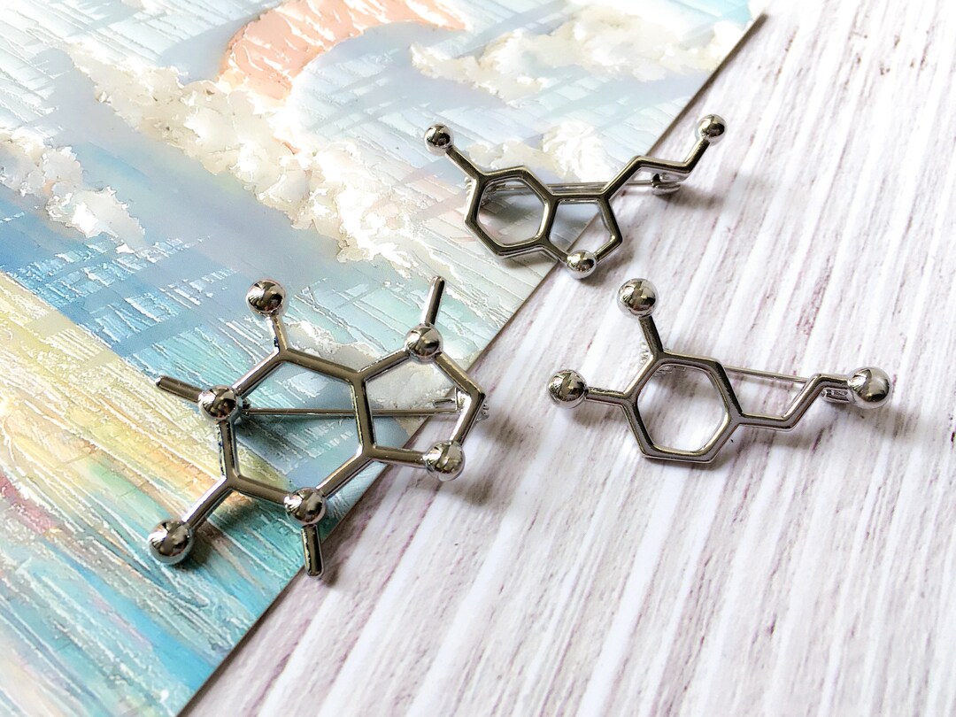 Caffeine Serotonin Dopamine Enamel Pin, Medical Science Badge Pin ...