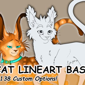 Cat Lineart Base - Create Your Own Cat Character! - Etsy Canada