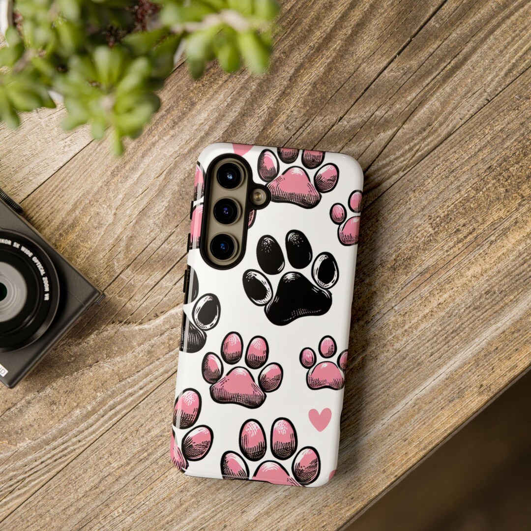 Pink & Black Dog Paw Samsung Galaxy Case: Animal Lover Gift - Etsy