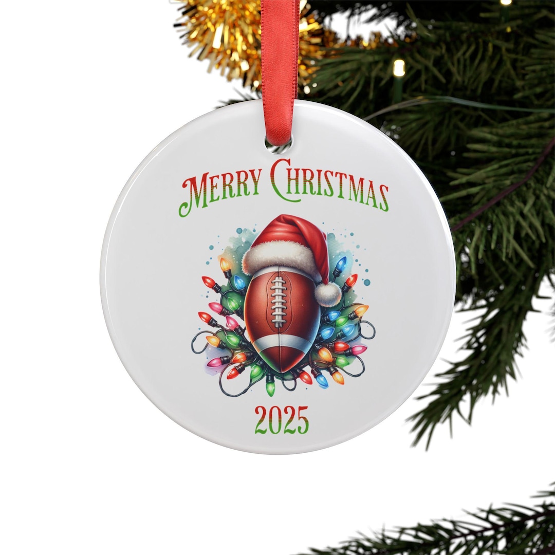 Merry Christmas Football 2025 Acrylic Ornament - Etsy