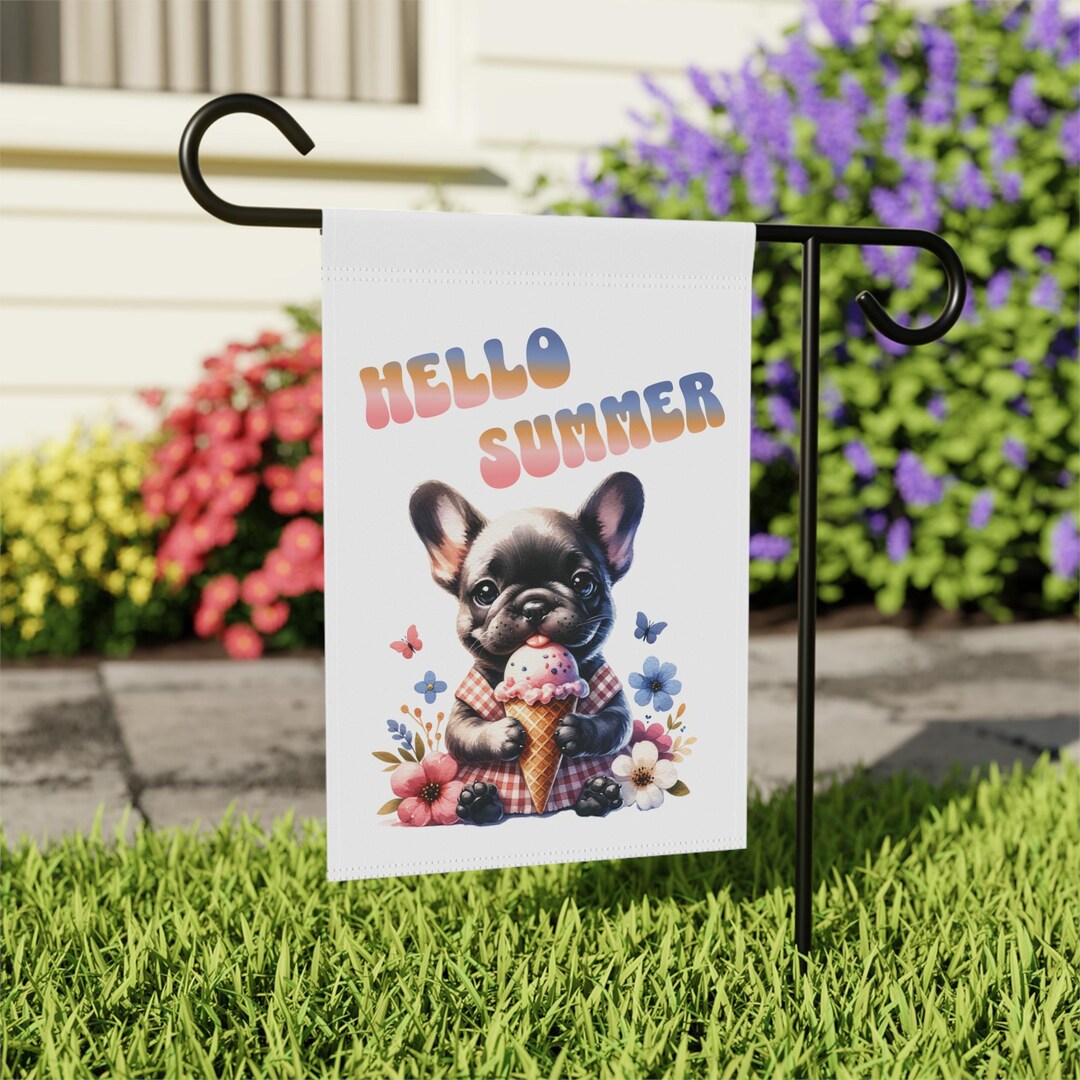 Hello Summer Frenchie Yard Sign, Dog Lover Outdoor Decor, Frenchie Bull ...