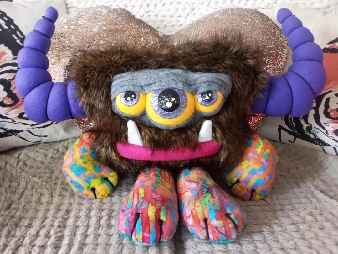 Goobert the Furry Friendly Monster - Fiber Art - Collectable - Plush ...