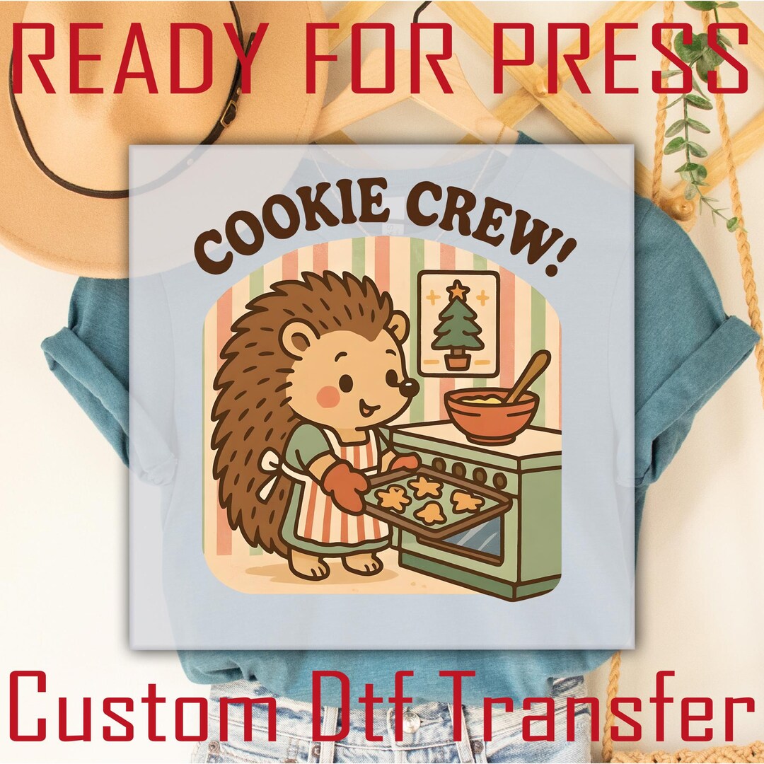 Cookie Crew Hedgehog DTF Transfer, Christmas Baking Team Graphic - Etsy