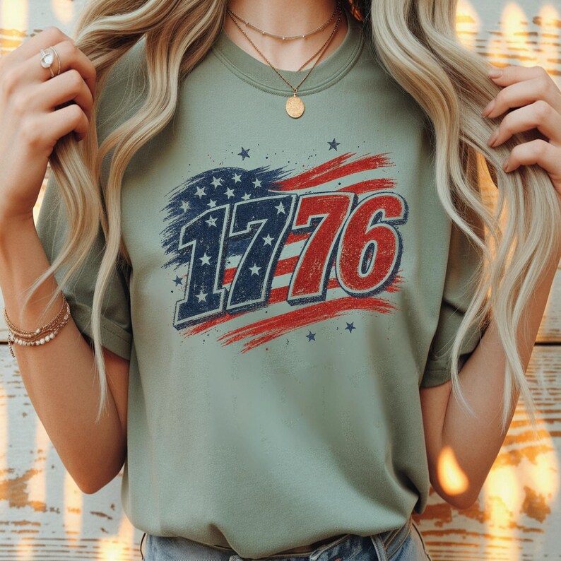 Retro 1776 Patriotic DTF Transfer, 4th of July Vintage USA Flag Ready ...