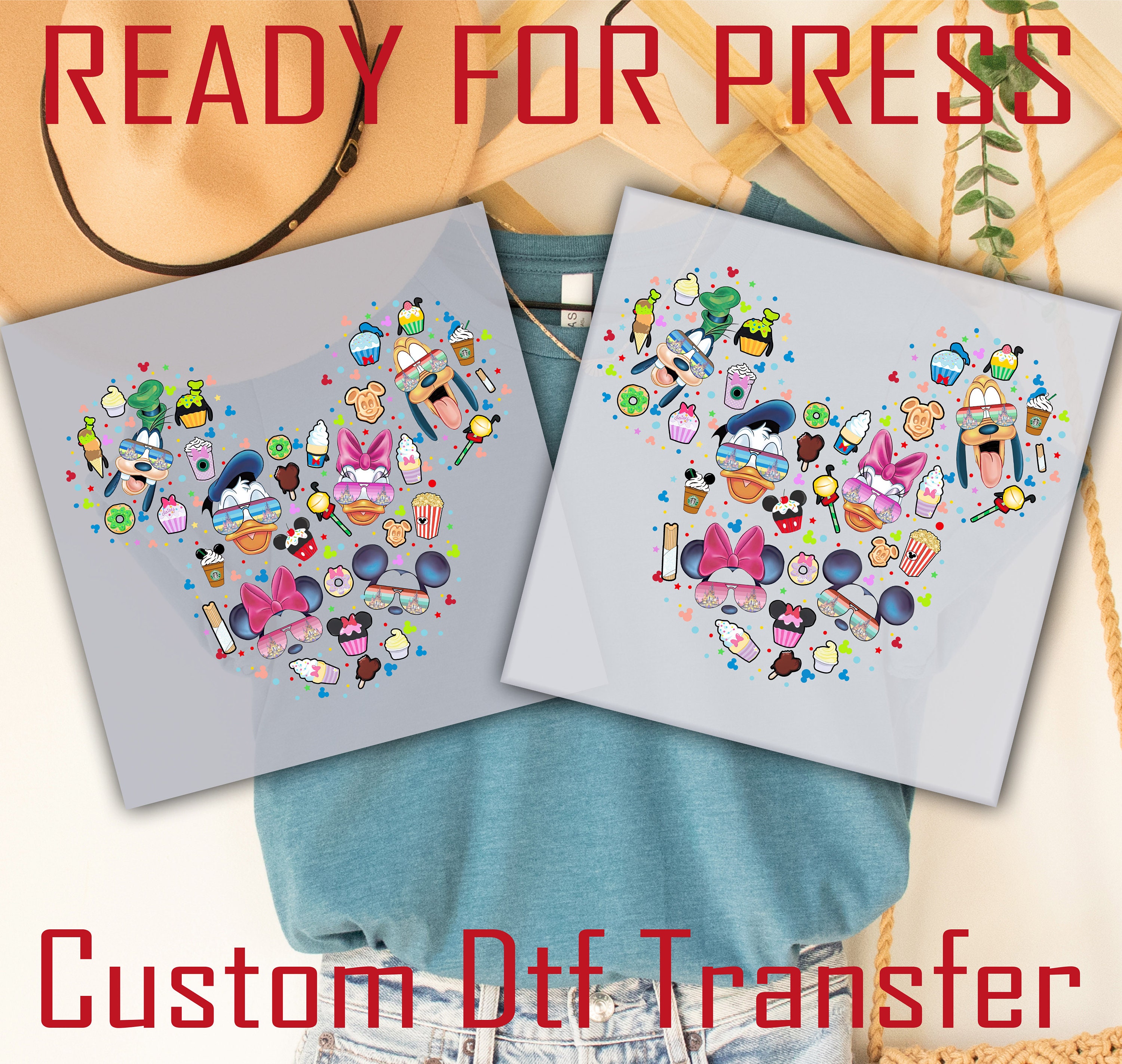 Disney Character DTF Transfer, Disney Ready to Press, Mickey Heat Dtf ...