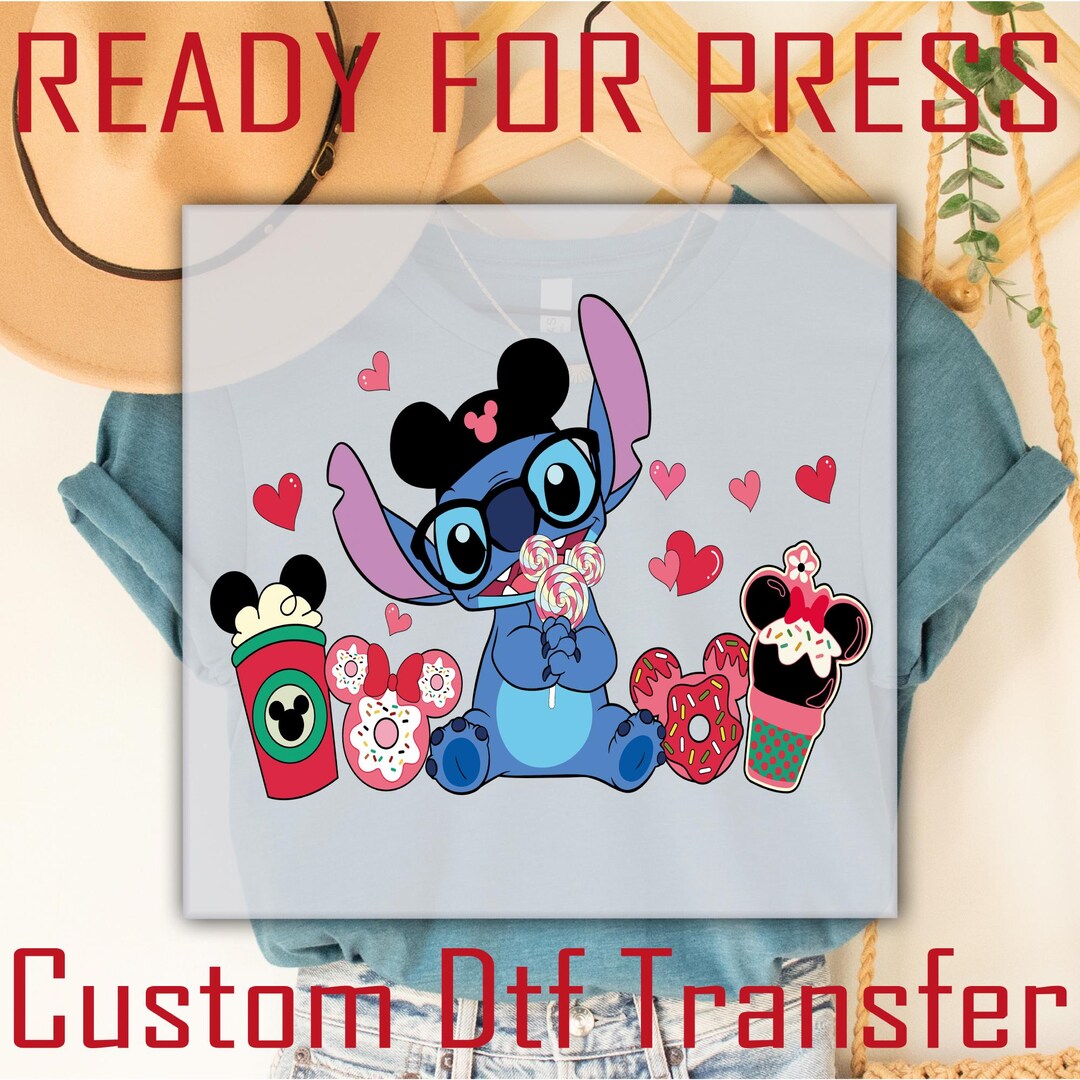 Stitch Valentine Dtf Transfer, Cute Stitch Valentine's Day Ready to ...