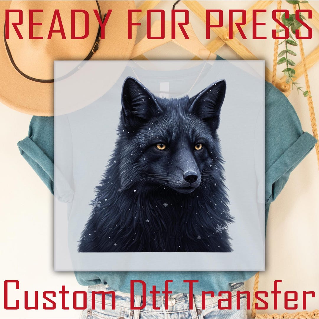 Black Fox DTF Transfer, Winter Woodland Animal, Ready to Press - Etsy