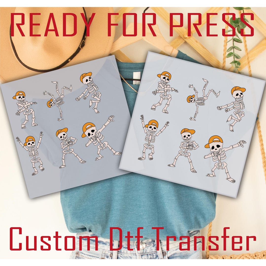 Dancing Skeleton DTF Transfers, Kids Dancing Skeleton Halloween Ready ...