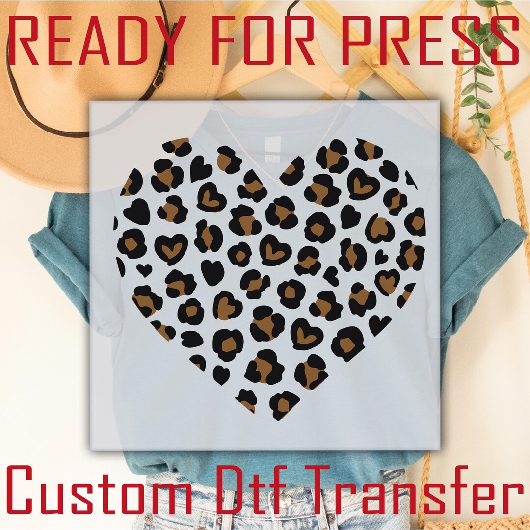 Leopard Heart DTF Transfer: Ready to Press Cheetah Heart Print for ...