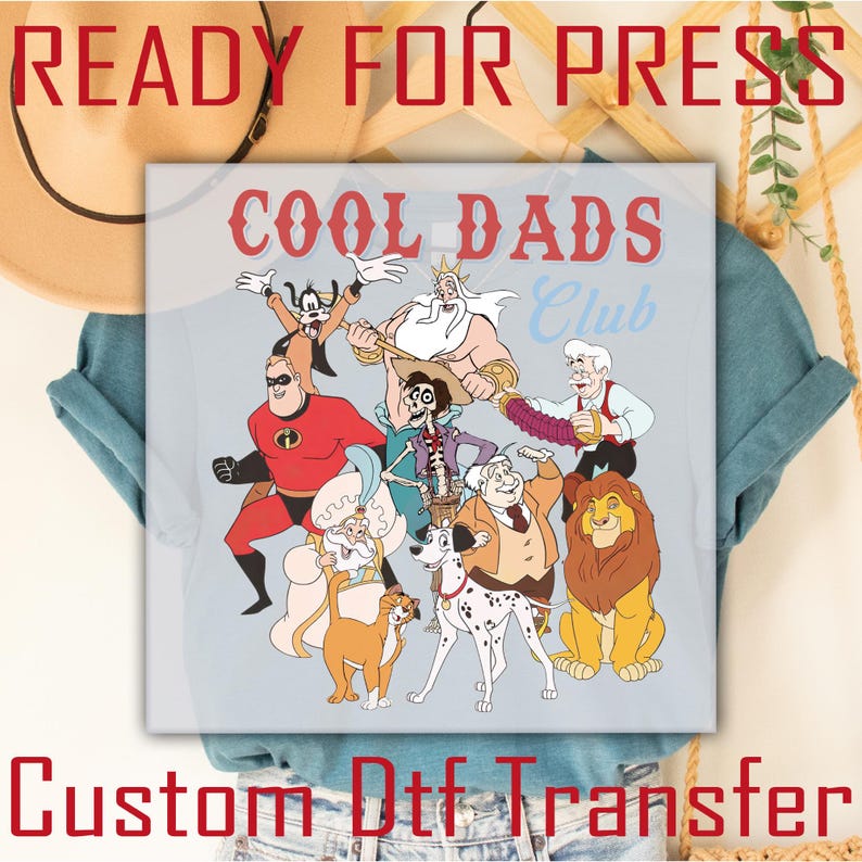 Retro Disney Cool Dad & Mom Club DTF Transfer, Matching Mom and Dad ...