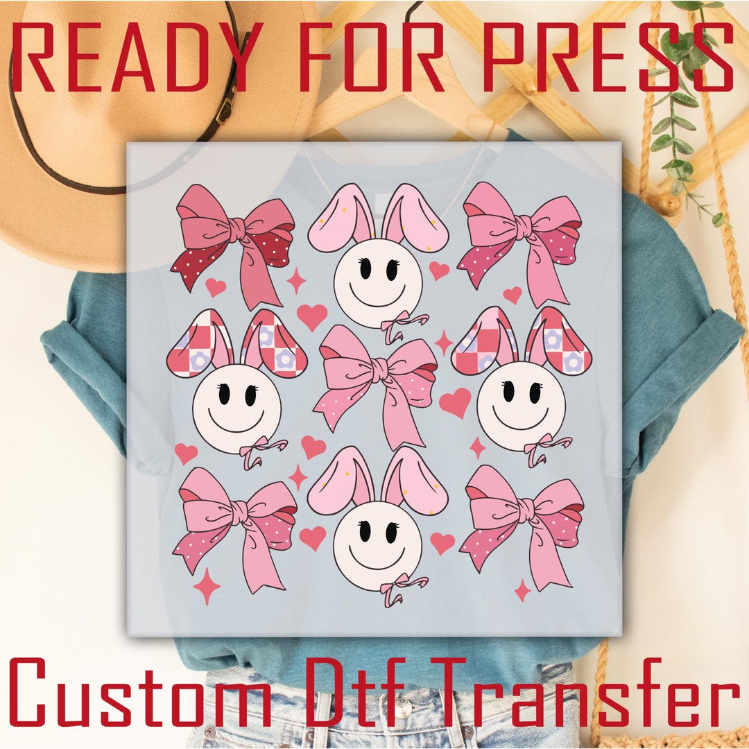 Easter Smiley Face DTF Transfer, Easter Coquette Ready for Press ...