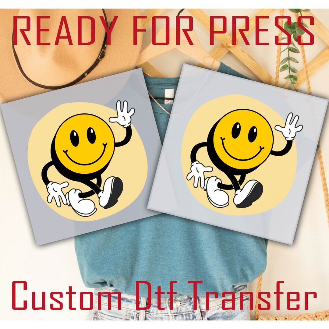 Smiley Face DTF Transfers, Positive Quote Dtf Transfers, Heat Transfers ...
