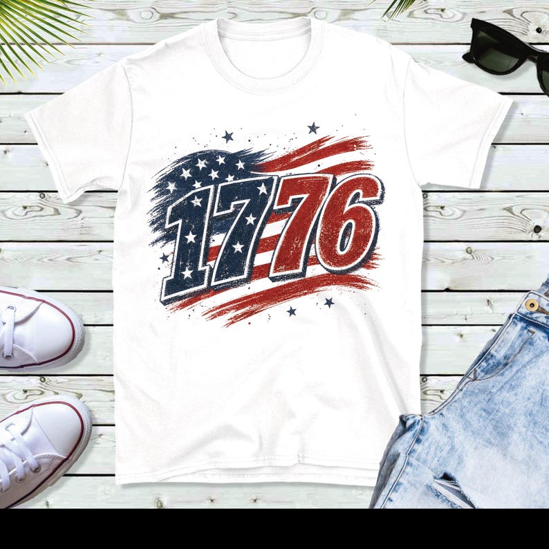 Retro 1776 Patriotic DTF Transfer, 4th of July Vintage USA Flag Ready ...
