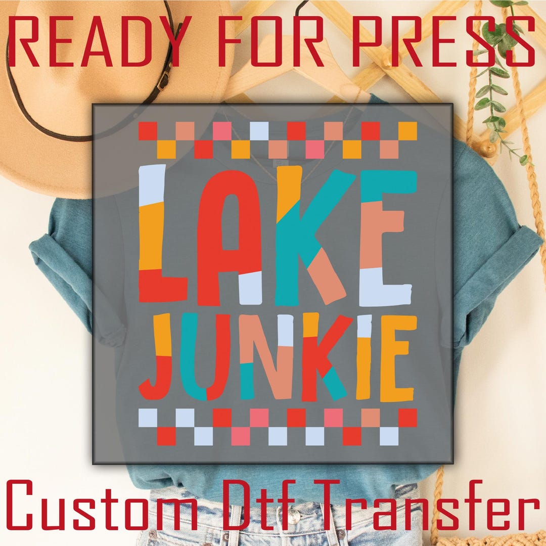 Lake Junkie DTF Transfer, Retro Summer Boat Heat Press Design, Colorful ...