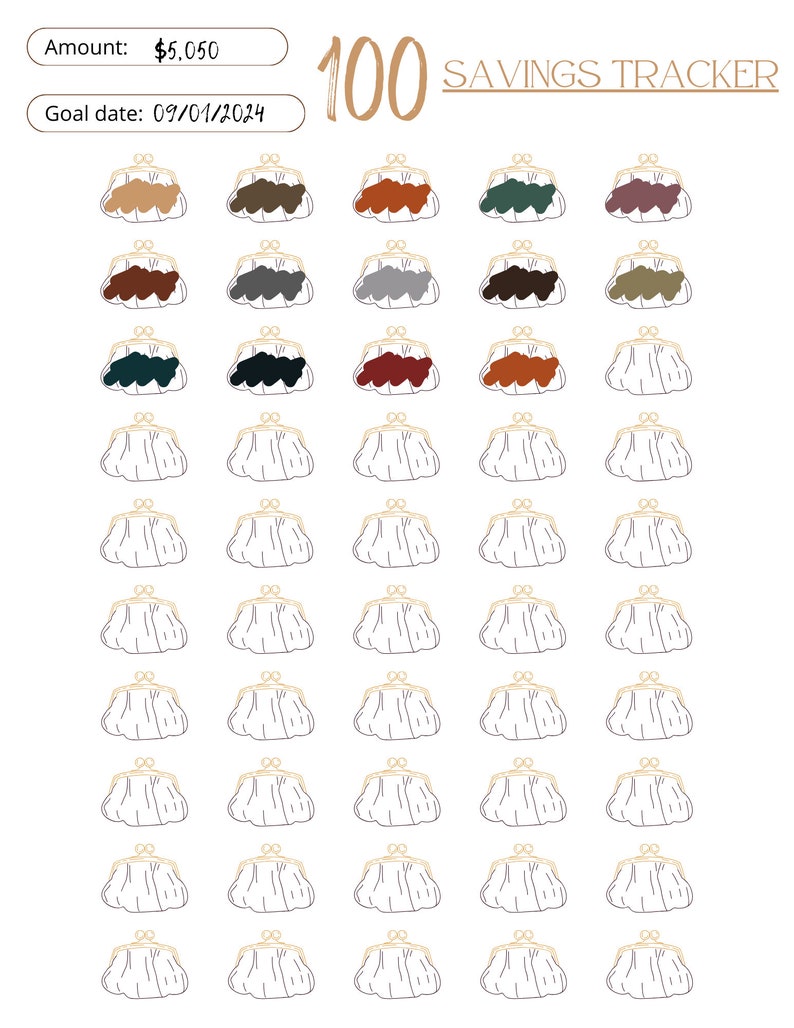 Printable Savings Tracker - Savings Challenge - 100 - Etsy