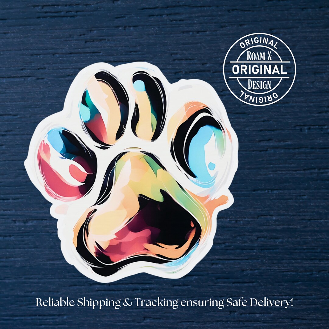 Artistic Pastel Dog Paw Print Sticker Abstract Design, Perfect for ...