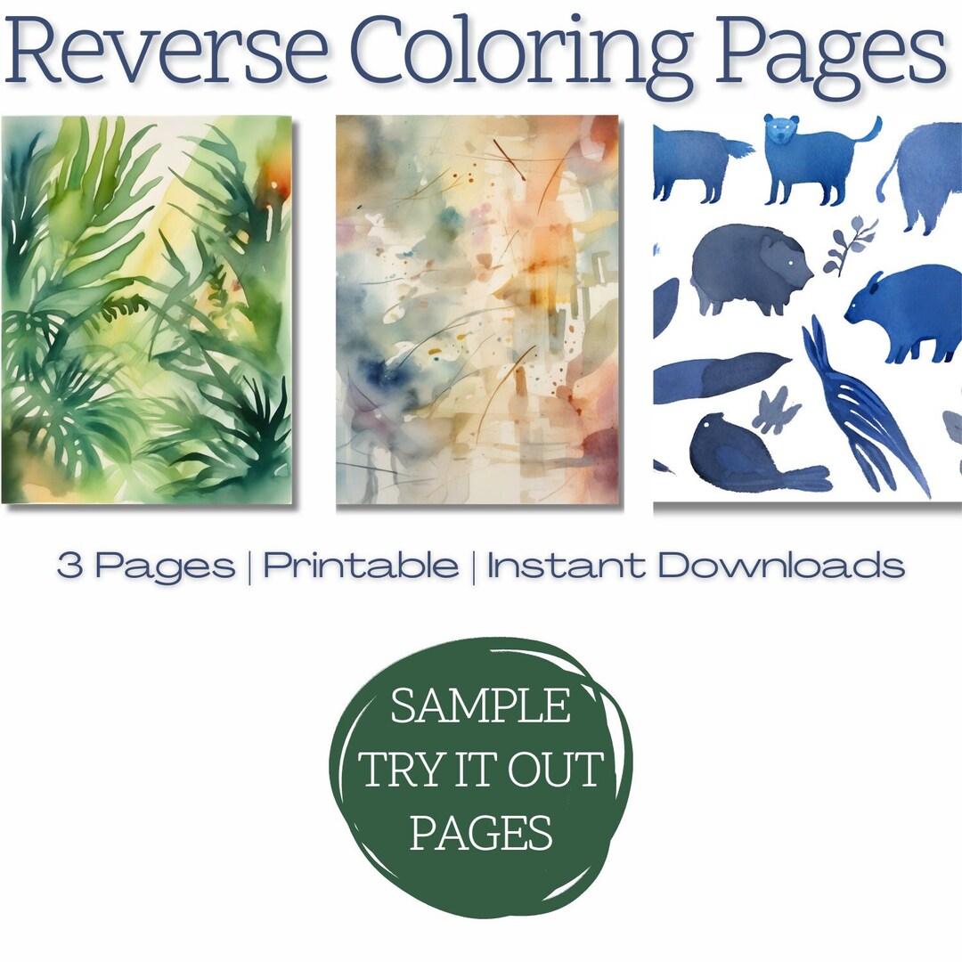 Try It Out Sample Reverse Coloring Pages Book, Kids Adults Mental ...