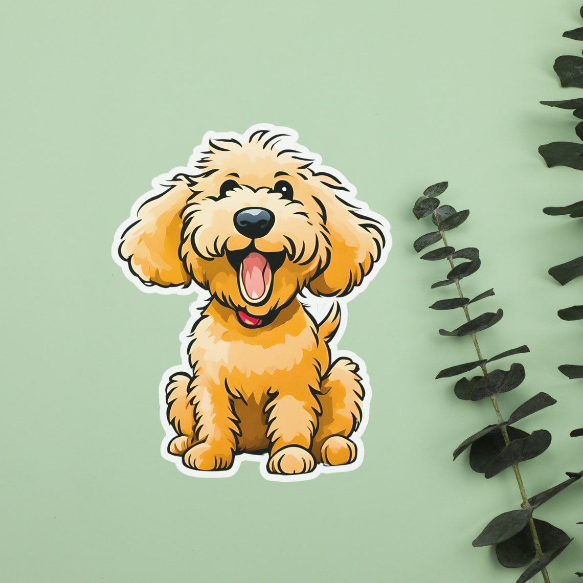 Mini Goldendoodle cortado Vinyl Sticker Cute Dog Decal for Laptops ...