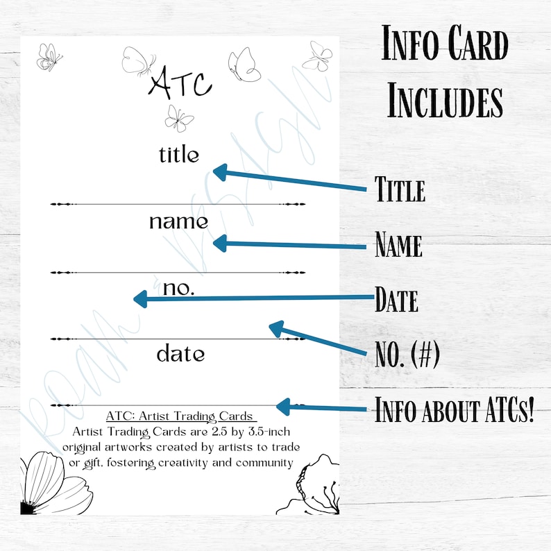 ATC ACEO Back Side Info Card Sheets Printable Download, Artist Trading ...