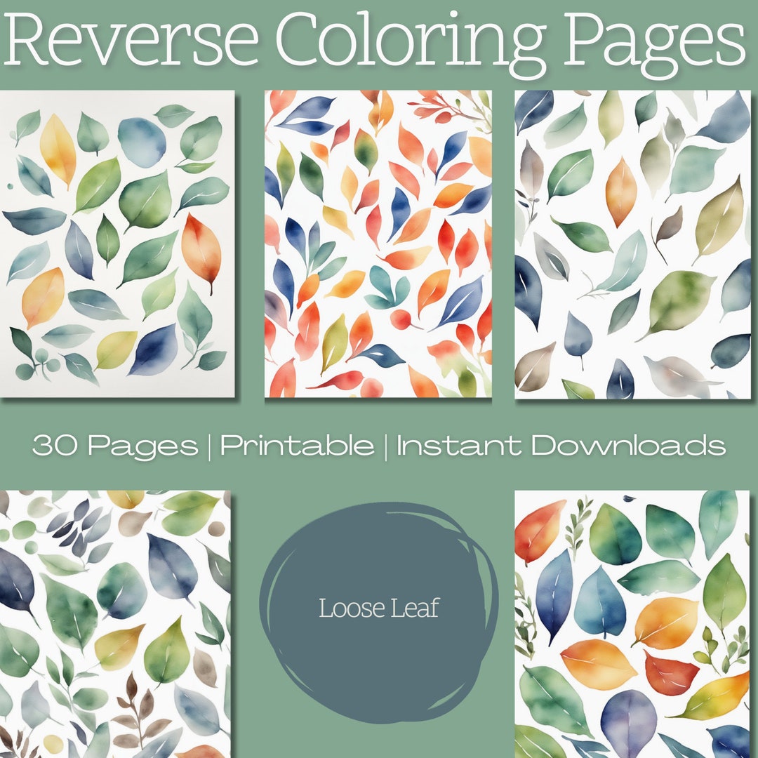 Loose Leaf Reverse Coloring Pages Book, Kids Adults Mental Health ...