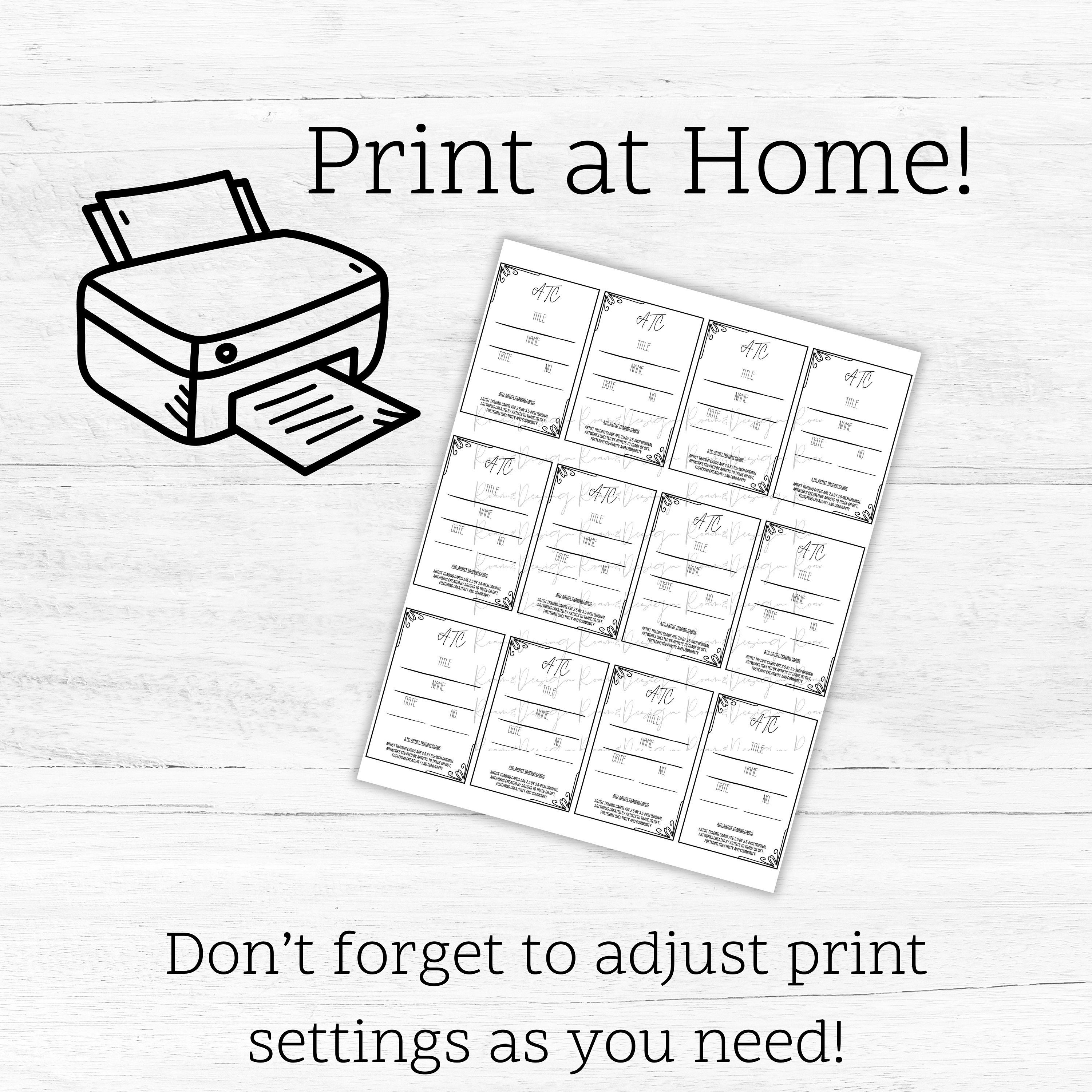 ATC ACEO Back Side Info Card Sheets Printable Download, Artist Trading ...