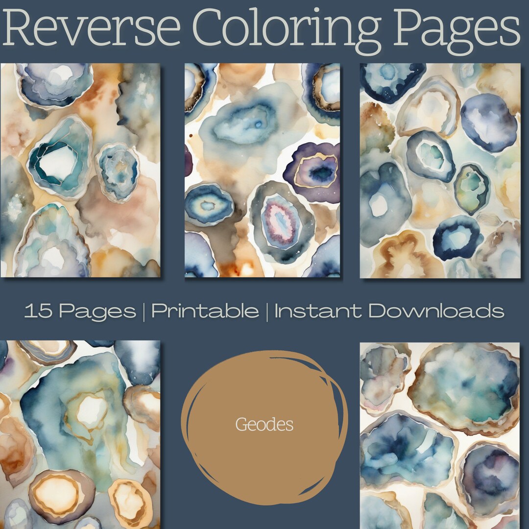 Geodes Reverse Coloring Pages Book, Kids Adults Mental Health Stress Therapy Creative Hobbies ...