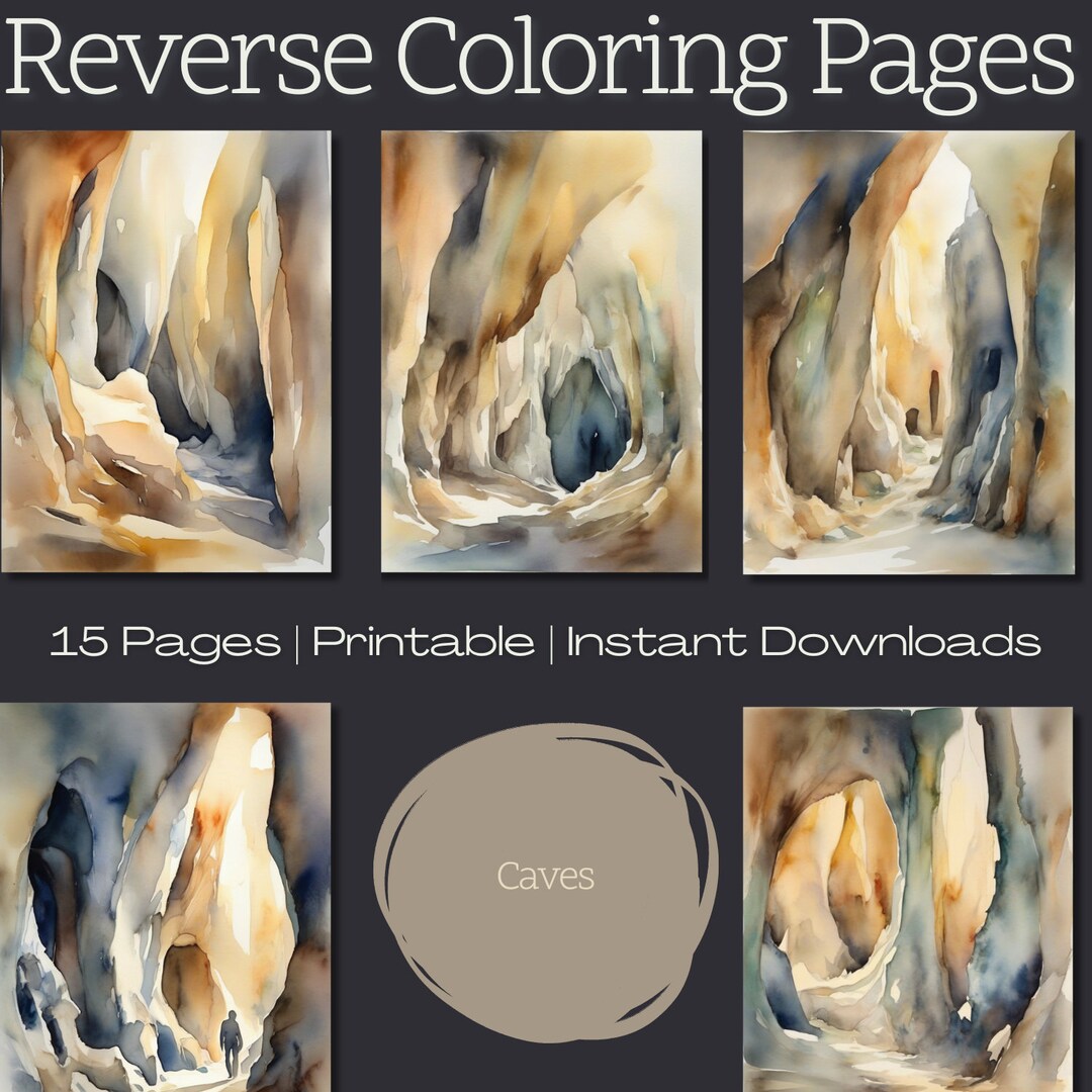 Caves Reverse Coloring Pages Book, Kids Adults Mental Health Stress ...