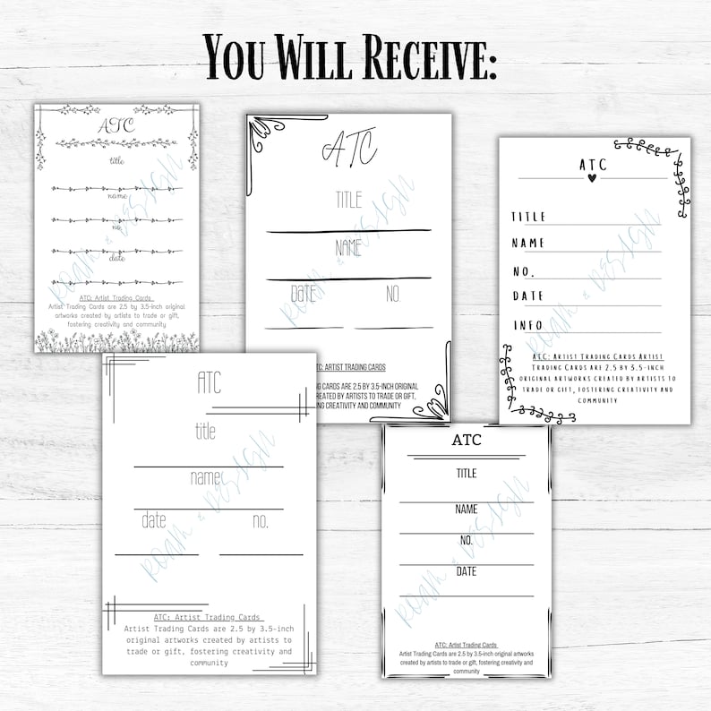 ATC ACEO Back Side Info Card Sheets Printable Download, Artist Trading ...