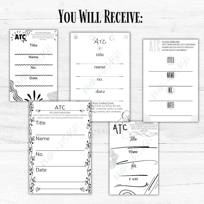 ATC ACEO Back Side Info Card Sheets Printable Download, Artist Trading ...