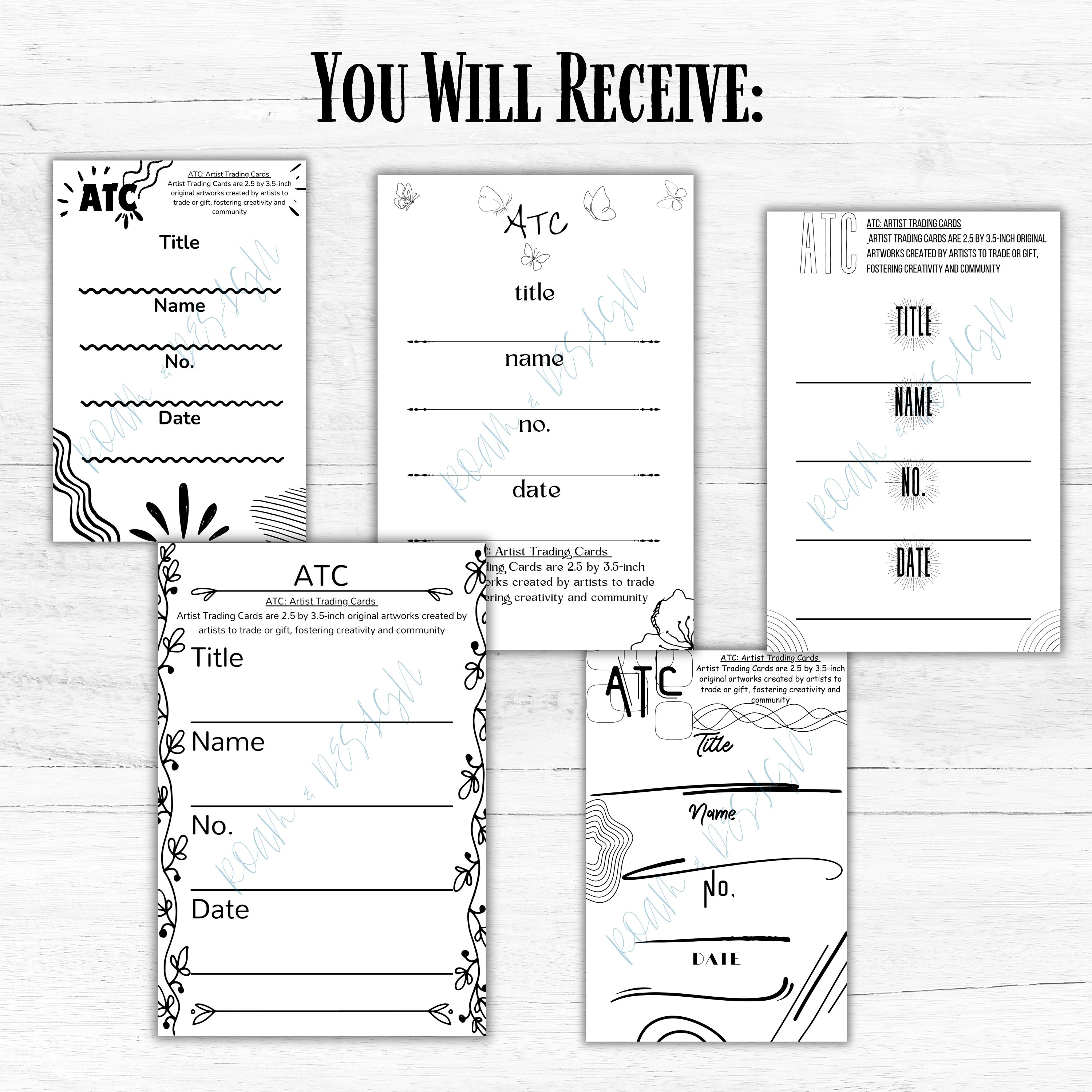 ATC ACEO Back Side Info Card Sheets Printable Download, Artist Trading ...