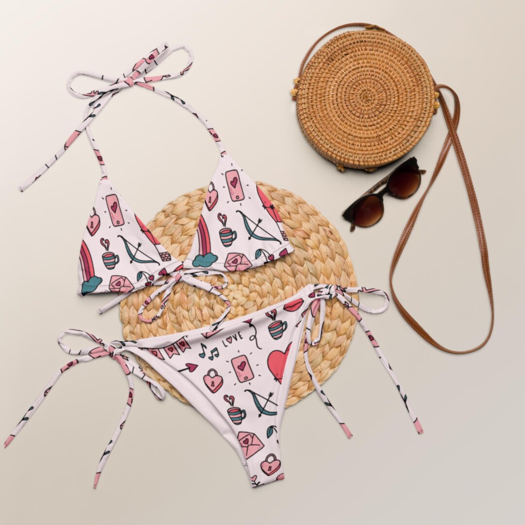 Stylish String Bikini, Love Doodles Made From Eco-friendly Fabric Mix ...