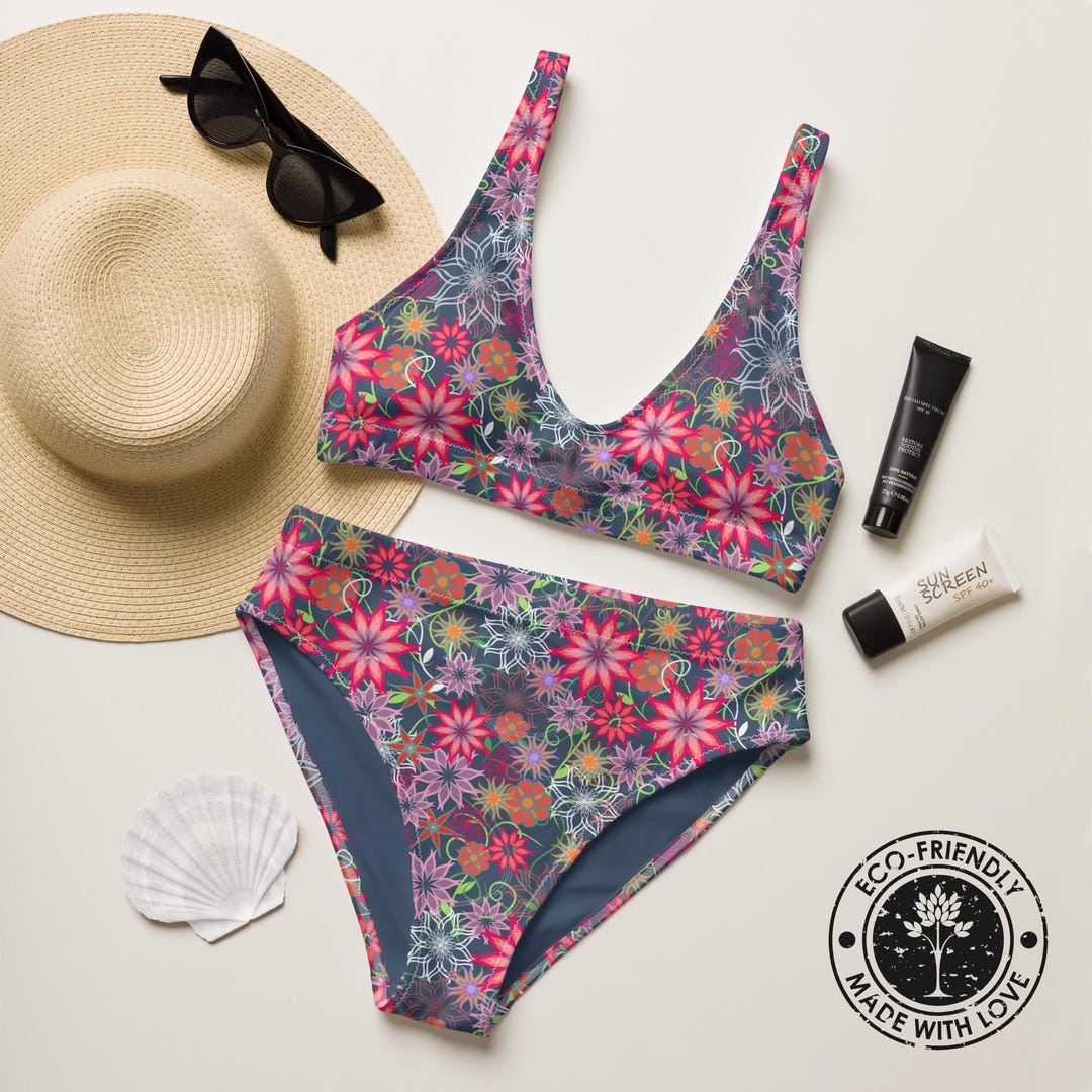 Midnight Tropics High-waisted Bikini - Eco-friendly, Mix and Match ...