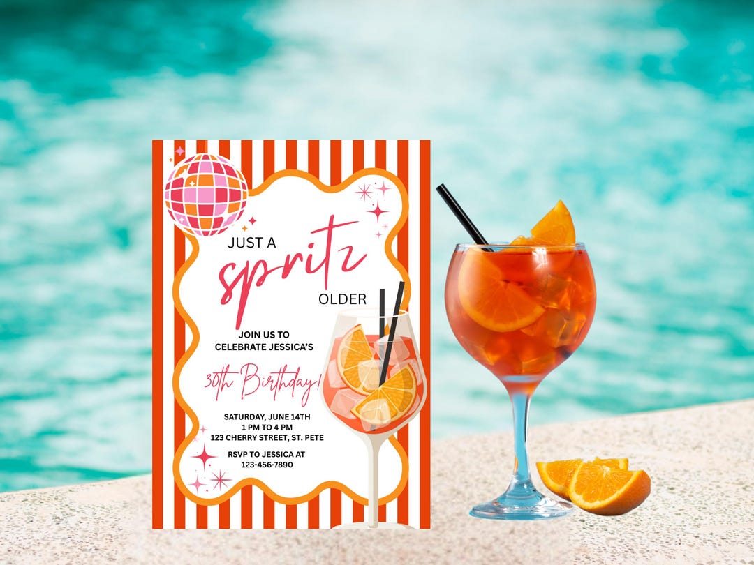 Spritz Birthday Invitation: Bubbly Birthday Brunch (digital Template ...